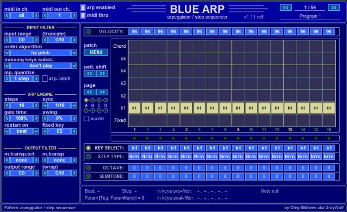 BlueARP | Free Arpeggiator Plugin By Oleg Mikheev!